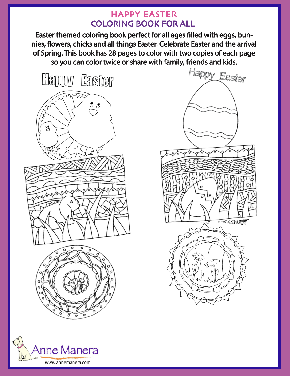Happy Easter Coloring Book for All illustrated by Anne Manera