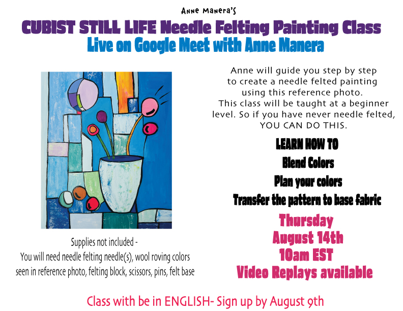 Cubist Still Life Needle Felting LIVE ONLINE Video Class step by step ...