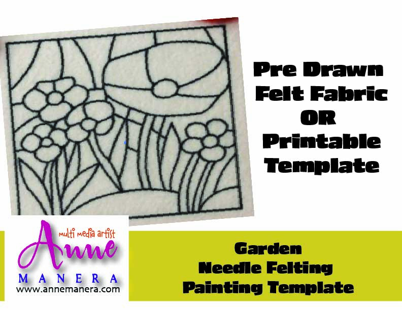 Garden Needle Felting Template: Florals PDF Pattern or Pre Drawn Felt ...